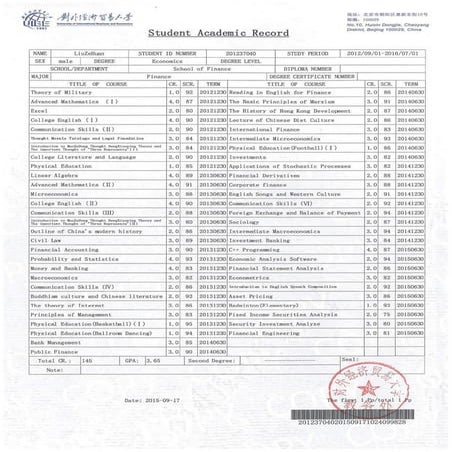Transcript and Evaluation report-Zehuan Liu | PDF