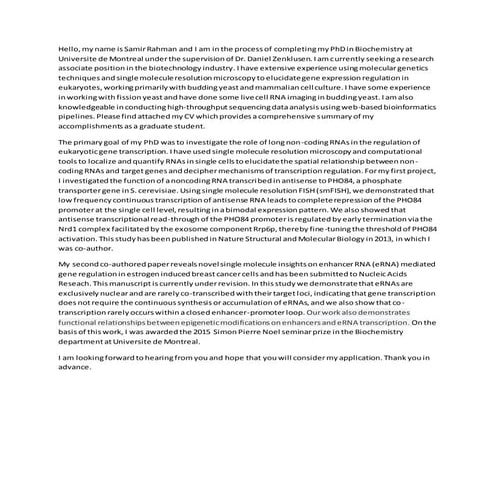 Samir Rahman updated Cover Letter | DOCX