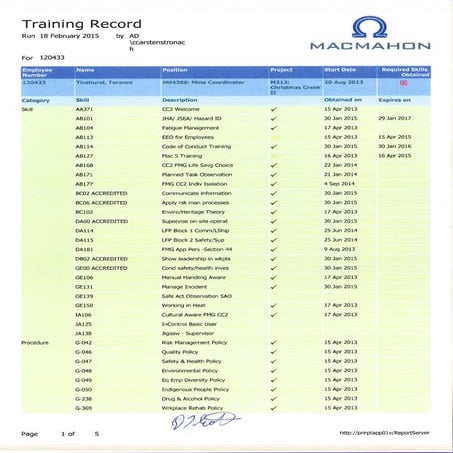 Training record signed | PDF