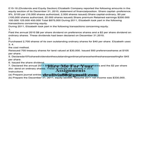 E1518 Dividends and Equity Section Elizabeth Company repo.pdf | Stocks ...