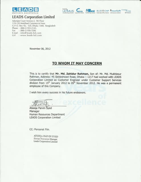 WORK EXPERIENCE CERTIFICATE | PDF | Business Accounting & Finance ...