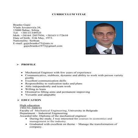 Branko Gajić_CV_Engleski | PDF
