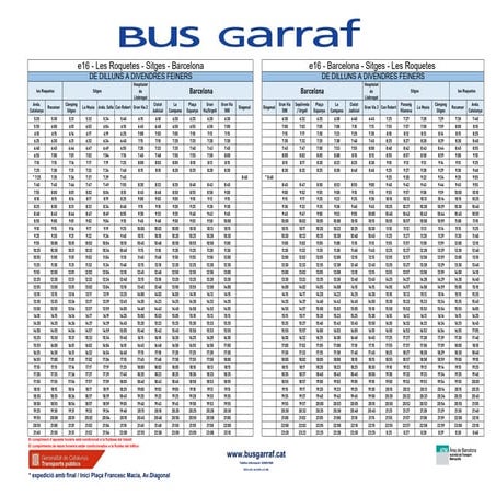 Horario linea e16 expres Barcelona - Sitges | PDF