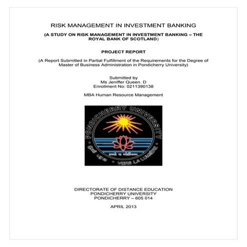 MBA Project | DOC | Financial Industry | Industries