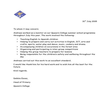 Queens College Reference | PDF