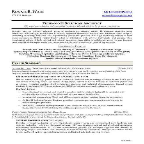 Ronnie Wade resume | DOCX