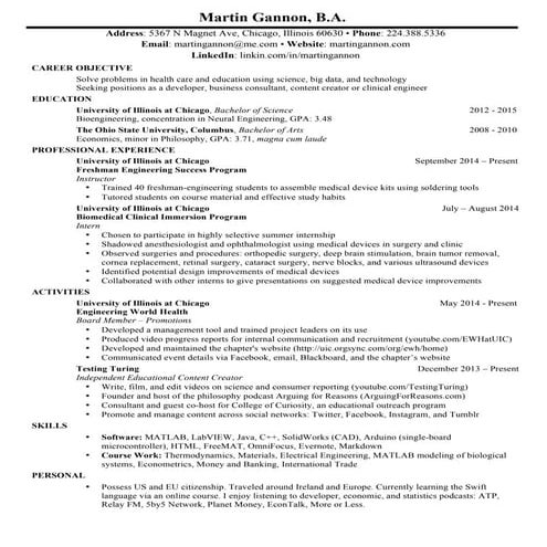 Martin Gannon Resume Nov 2014 2.2 | PDF