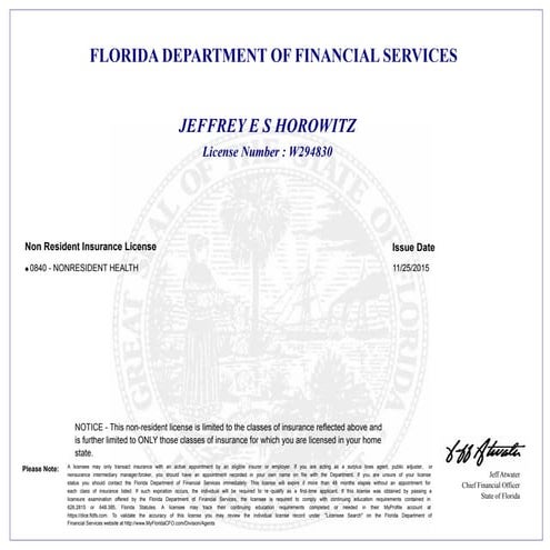 Florida Health Insurance License-letter | PDF