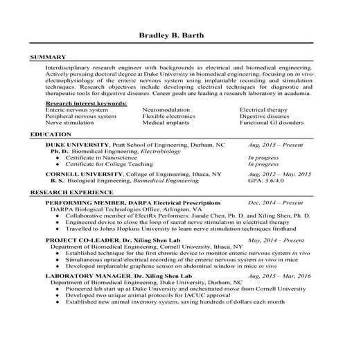 Barth, B. B. CV | PDF