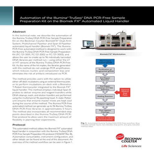 Illumina TruSeq DNA PCR-Free_Biomek FXP Automated Workstation | PDF