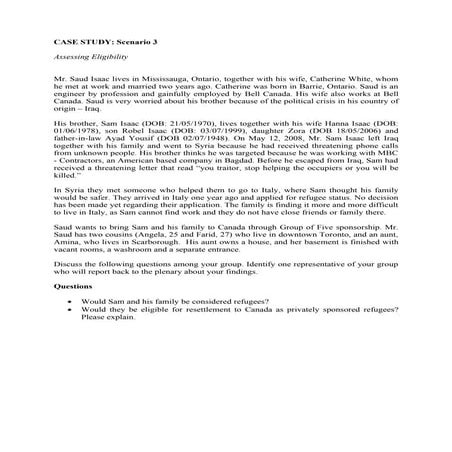 E1 a11 private refugee sponsorship applications_case study - scenario 1 ...