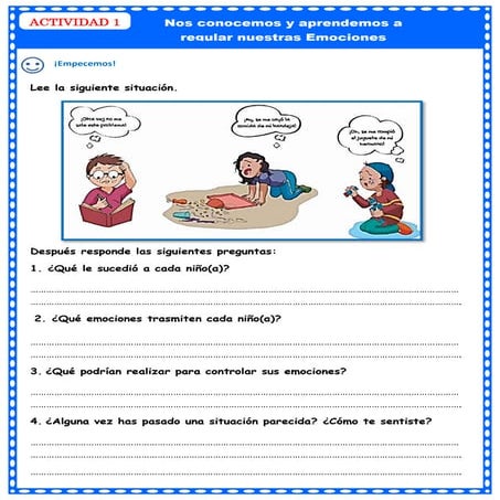 Fichas De Sentimientos Y Emociones