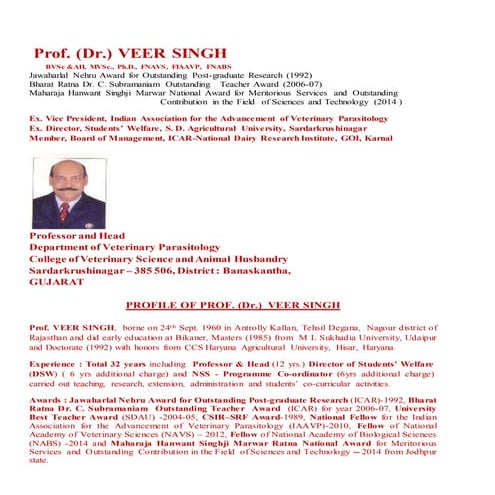 Profile Dr. Veer Singh | DOCX