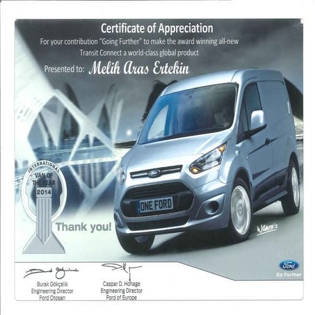 Certificate of Appreciation - Ford Transit Connect | PPT