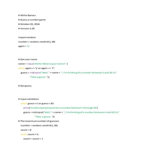 Guees a number game v1.05 | Programming Languages | Computing