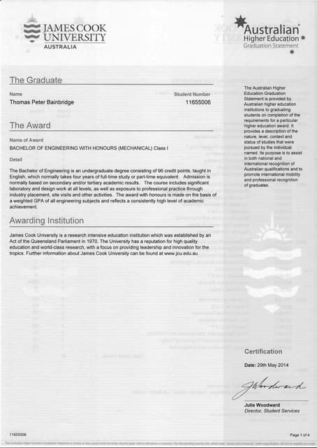 JCU & EA C.N. Barton Medal Certificate | PDF