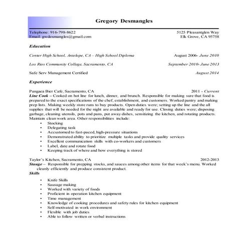 Gregory Desmangles resume | DOCX