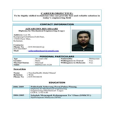 Curriculum_Vitae_Azfarudin_Shaari | PDF | Civil Engineering Industry | Industries