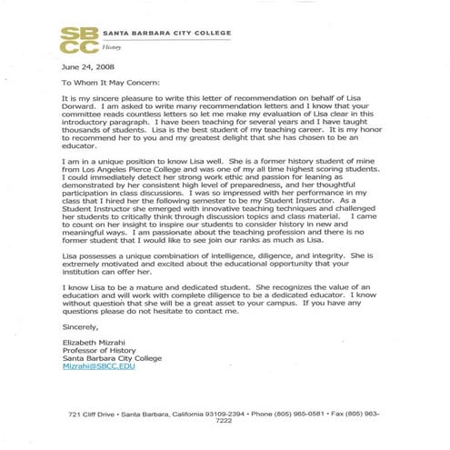 SBCC Letter of Reference | PDF