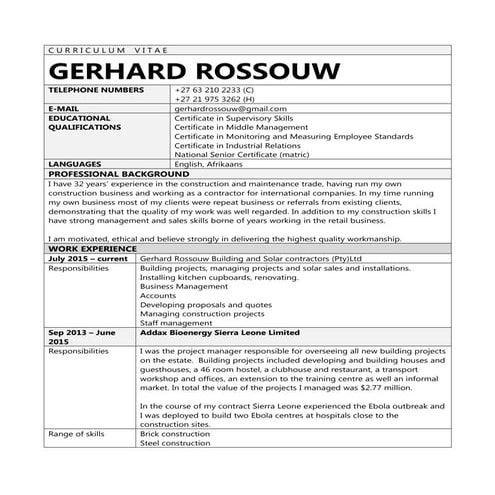 CV Rossouw | PDF