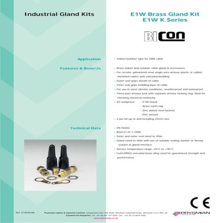 High Voltage Cable Glands - Prysmian BICON CW SWA Brass Glands 419CE