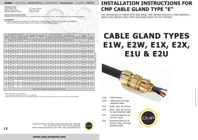 Hawke Universal Cable Glands - Installation Instruction | PDF
