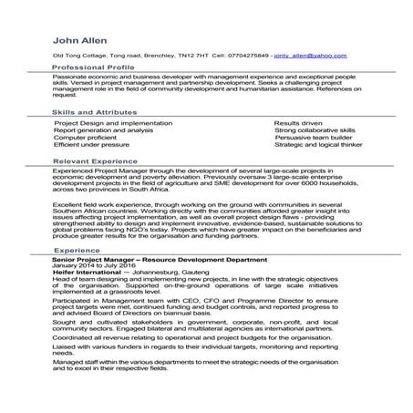 John Allen Resume - PM | PDF