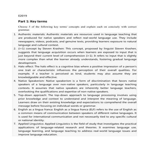 Choose 5 of the following key terms/ concepts and explain each on ...