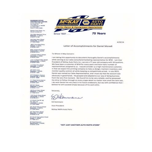 Letter of Accomplishment Ed Hammann | DOCX