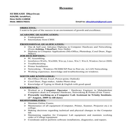 Subhash Resume | DOC