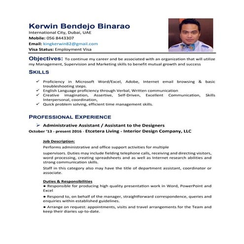 Kerwin Binarao CV | PDF | Desktop Publishing | Computer Software and ...