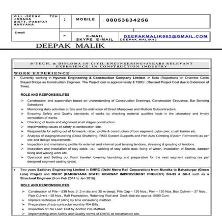 Deepak Malik Resume | DOC