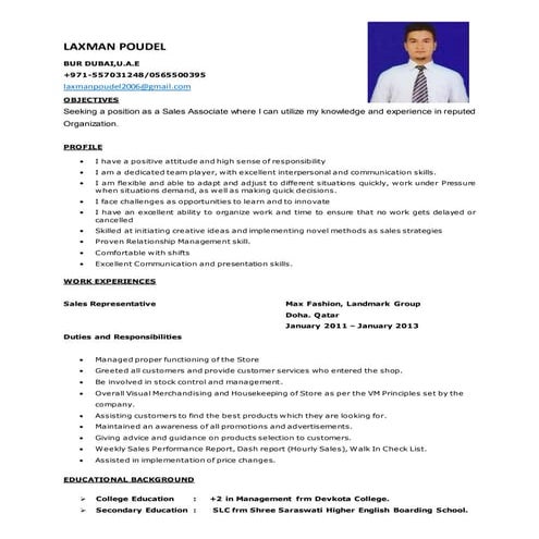 Sales Cv Of Laxman | DOCX