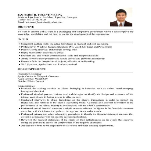 Ian Simon Tolentino Resume | DOCX