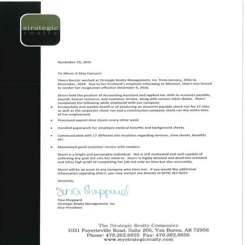 Strategic Recommendation letter | PDF