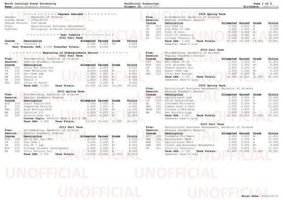 FinalTranscriptNCSU | PPT