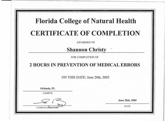 Certificate of Completion from the Florida College of Natural Health ...