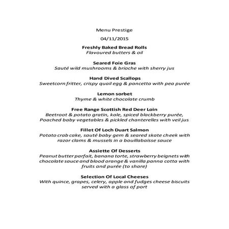 Marks menu prestige | DOCX