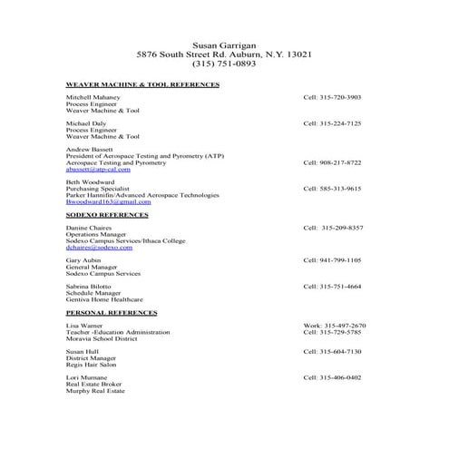 SUSAN GARRIGAN REFERENCES | PDF