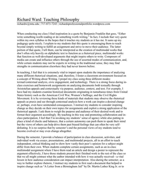 Teaching Philosophy | PDF