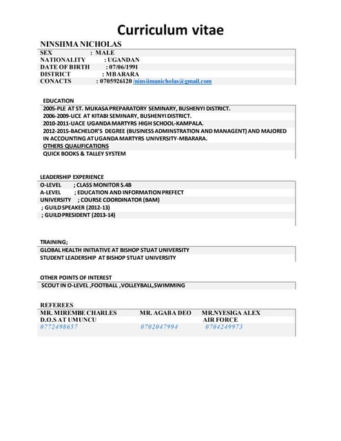 BLESSING CV - Copy | DOCX | Resume Writing and Advice | Job Search