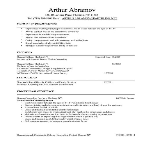 Arthur Abramov Resume | DOC