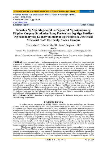 EPEKTO NG PAGGAMIT NG ARTIFICIAL INTELLIGENCE SA AKADEMIKONG PAGGANAP SA MAG-AARAL NG SENIOR ...