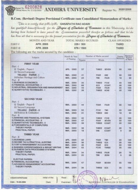 BTech Marksheets | PDF