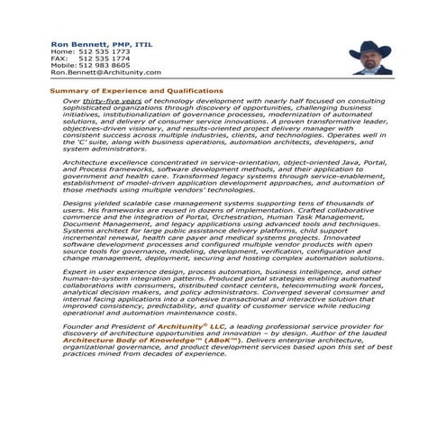 Resume - Ron Bennett | PDF