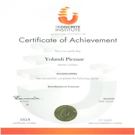Concrete Institute Certificate | PDF
