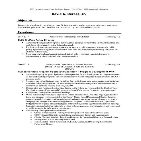 Derbes Resume 2016 final | PDF