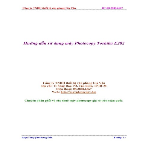 Hướng dẫn sử dụng máy photocopy toshiba E282 | PDF