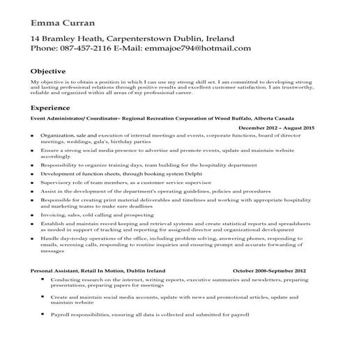 Emma Curran Resume | PDF