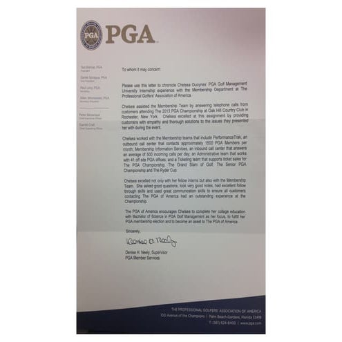 PGA HQ Lettter of Recommendation | PPT